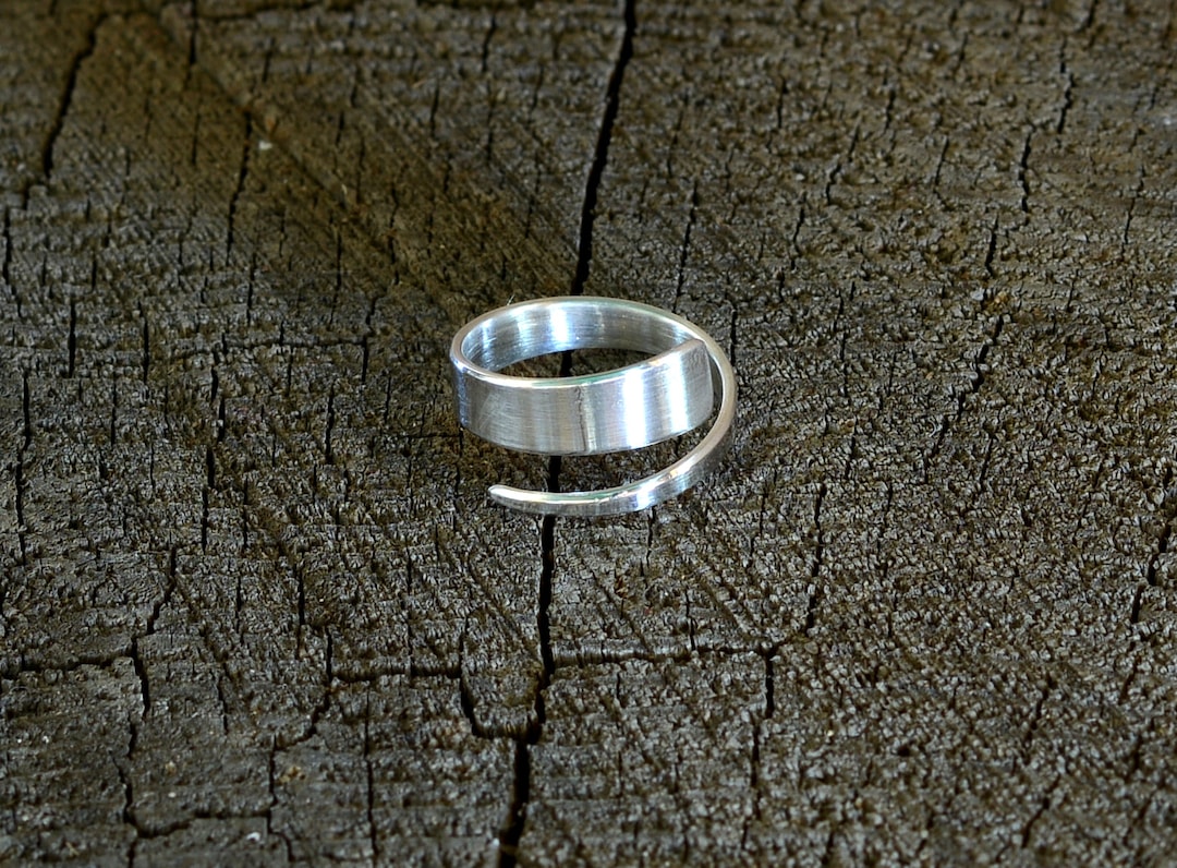 Polished Sterling Silver Tapered Wrap Ring – 925 Bypass Style Ring ...