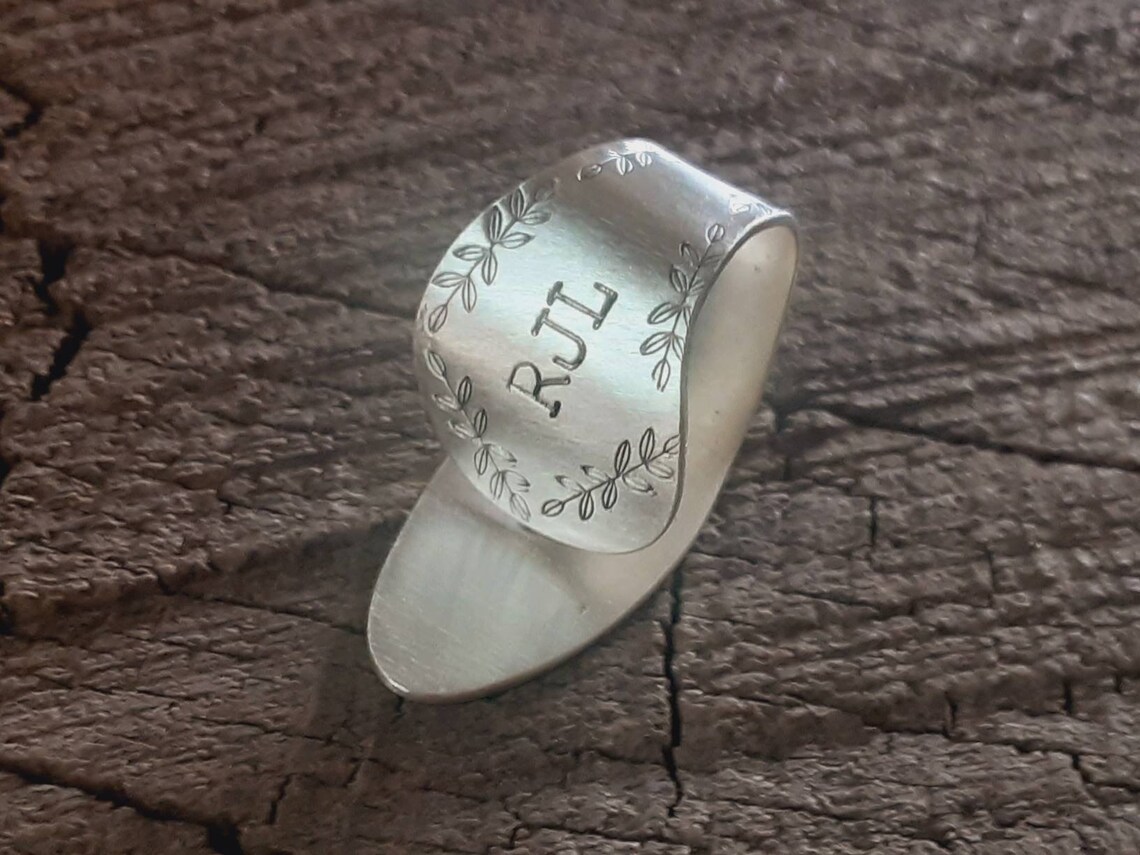 Sterling Silver Thumb Pick Customized With Your Initials | Etsy