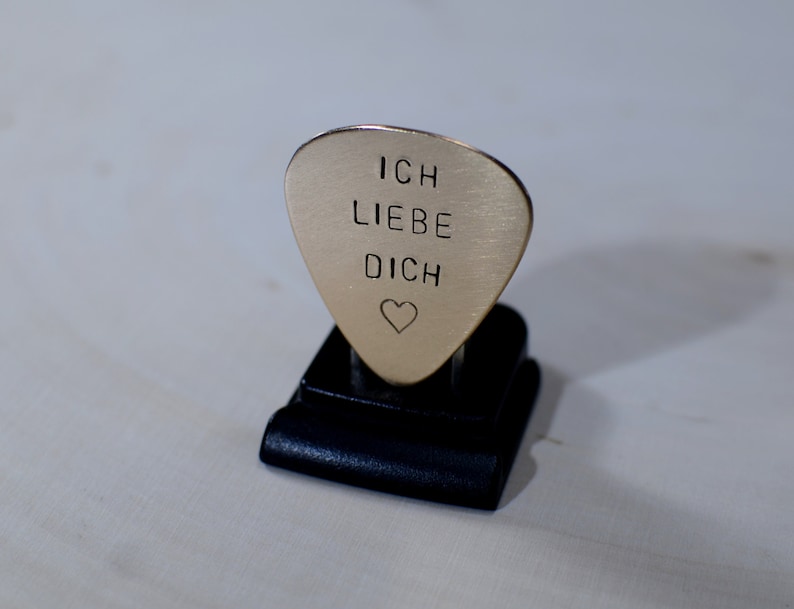14k Gold Guitar Pick With Ich Liebe Dich I Love You in | Etsy