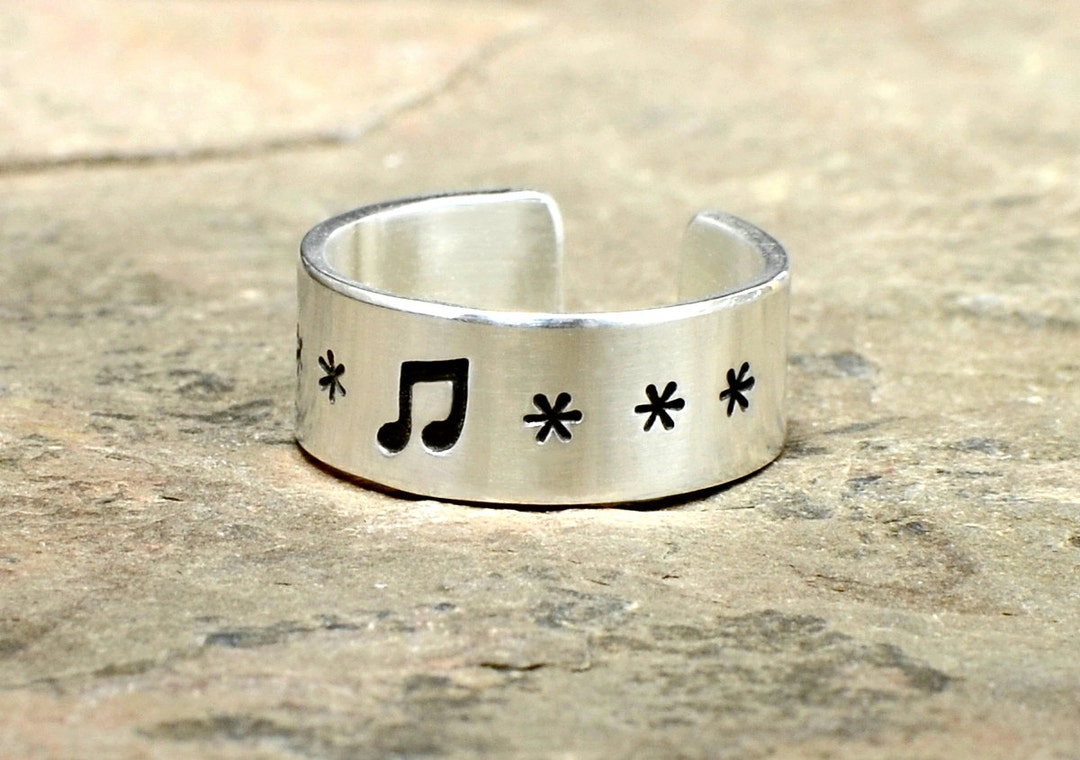 Sterling Silver Musical Toe Ring Hand Stamped With Music Notes - Solid ...