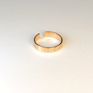 Dainty 14k Gold Toe Ring With F?ck off - Funny Toe Ring - Gold Midi ...
