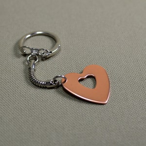 Copper Keyring Heart Heart Shaped Keychain Personalize Me - Etsy