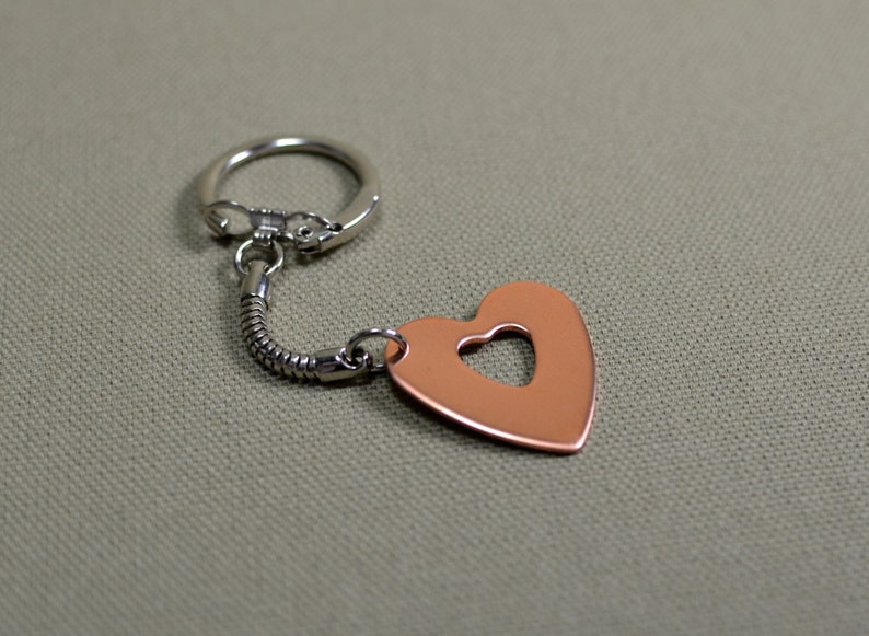 Copper Keyring Heart Heart Shaped Keychain Personalize Me | Etsy