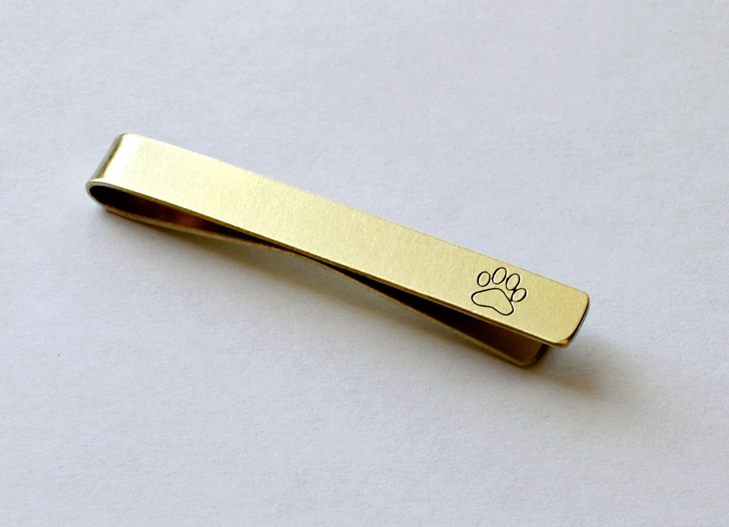 Paw Print Tie Clip Ultra Sleek in Brass to Awaken Your Wild - Etsy