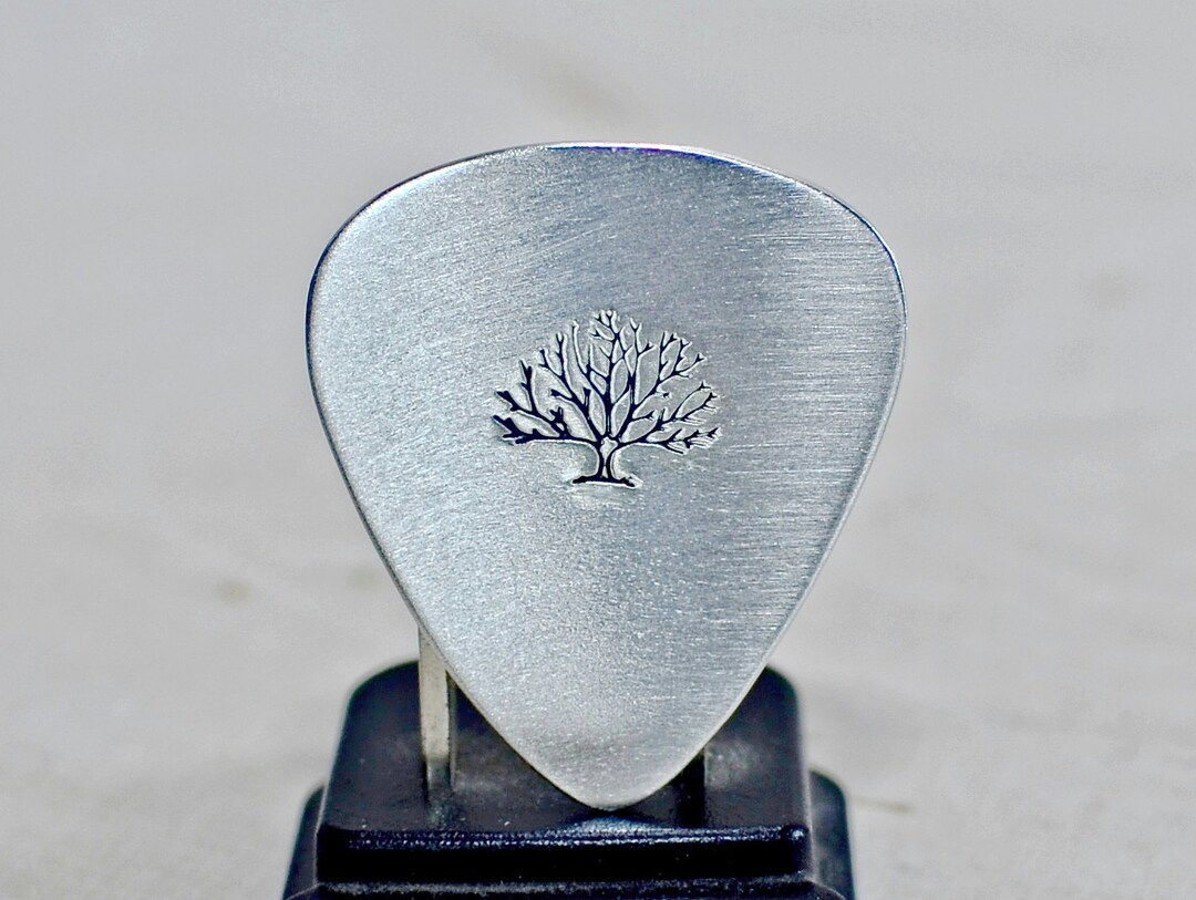 Sterling Silver Guitar Pick Handstamped With a Big Tree - Solid 925 ...
