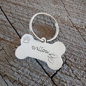 Silver Dog Tag in Shape of Bone - Etsy