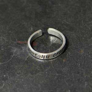 Dainty Sterling Silver Toetally Crazy Toe Ring - Pun and Funny Toe Ring ...