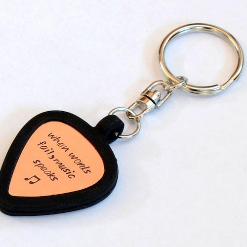 Guitar Pick Holder Keychain With Personalized Metal Guitar - Etsy