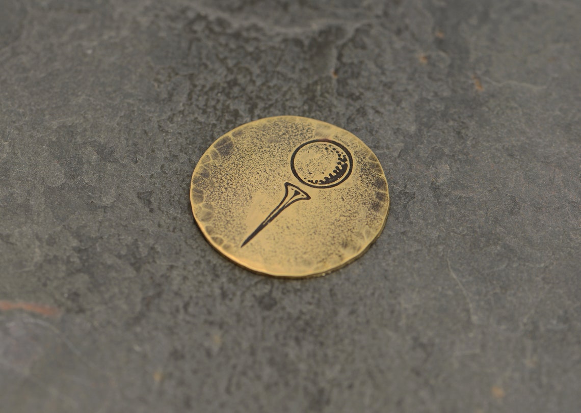 Golf Marker With Rustic Golf Ball on Tee in Brass - Etsy