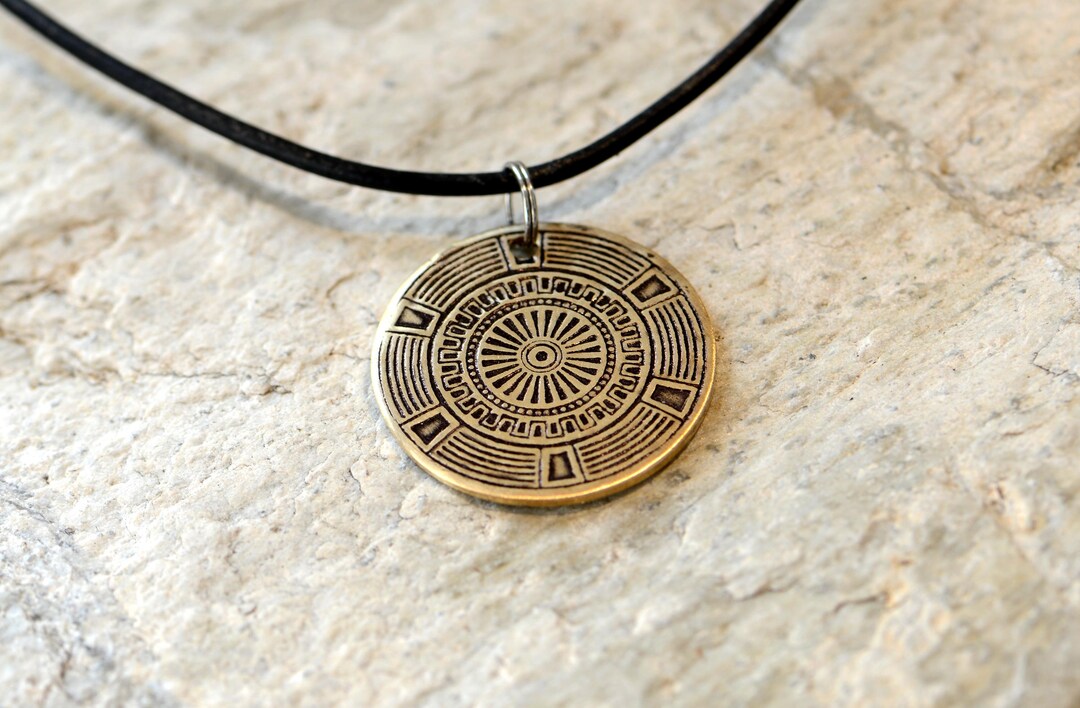 Bronze Medallion With Aztec Symbols - Thick - Handmade - Etsy