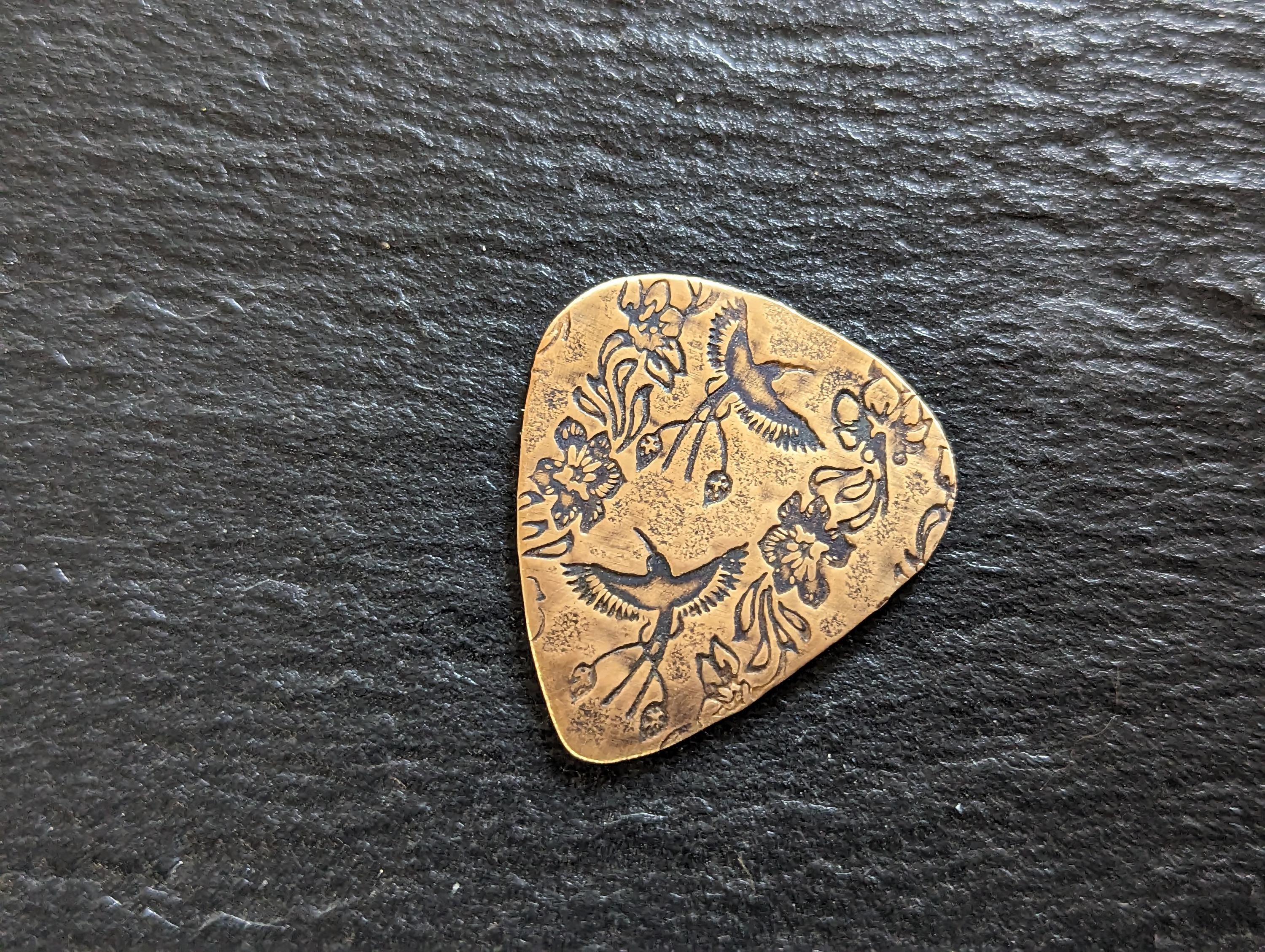 Handmade Bronze Guitar Pick – Birds of Paradise, Hammered Texture - Etsy