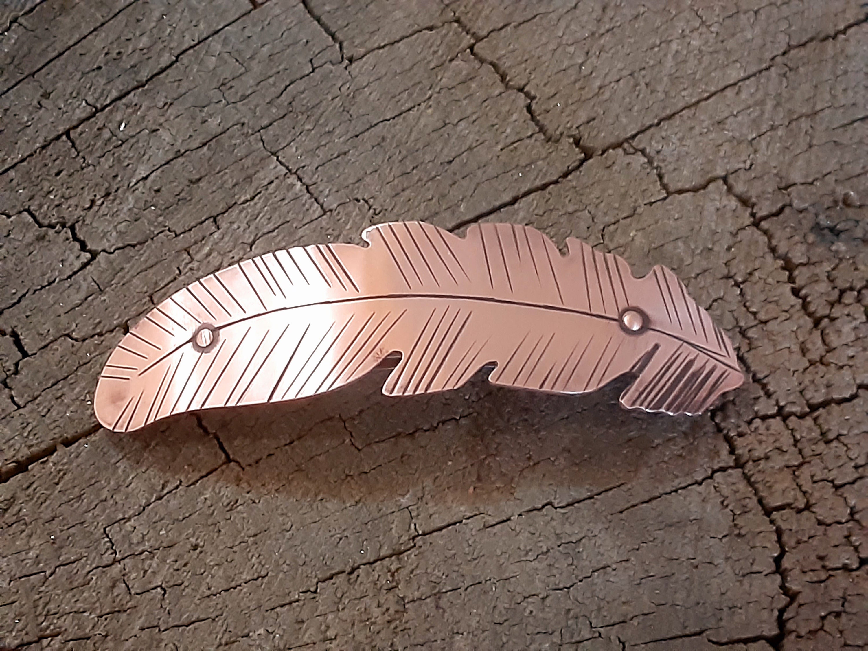Copper Feather Hair Barrette - Handmade Hair Clip - Feather Hair Tie - Etsy