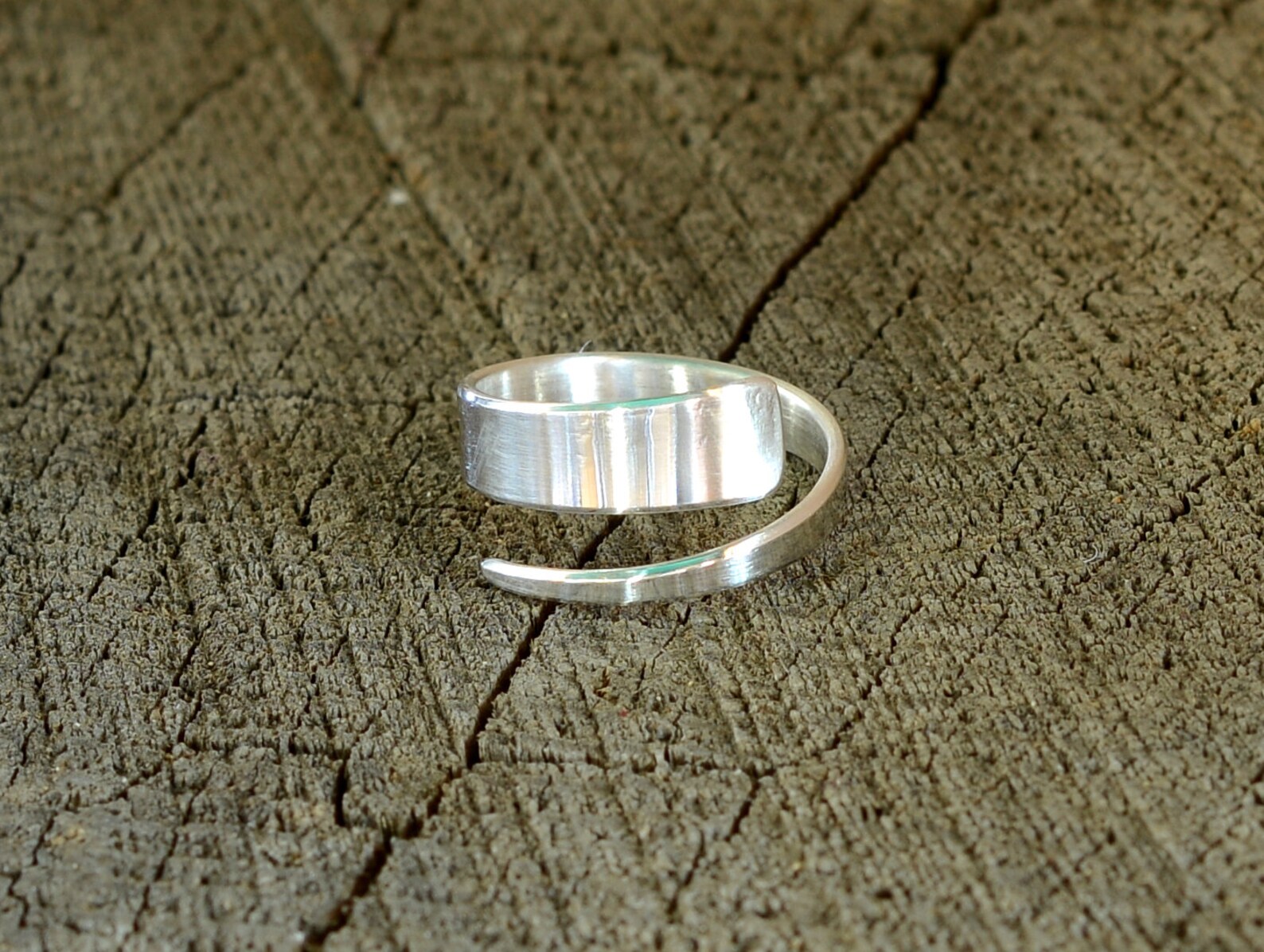 Polished Sterling Silver Tapered Wrap Ring – 925 Bypass Style Ring ...
