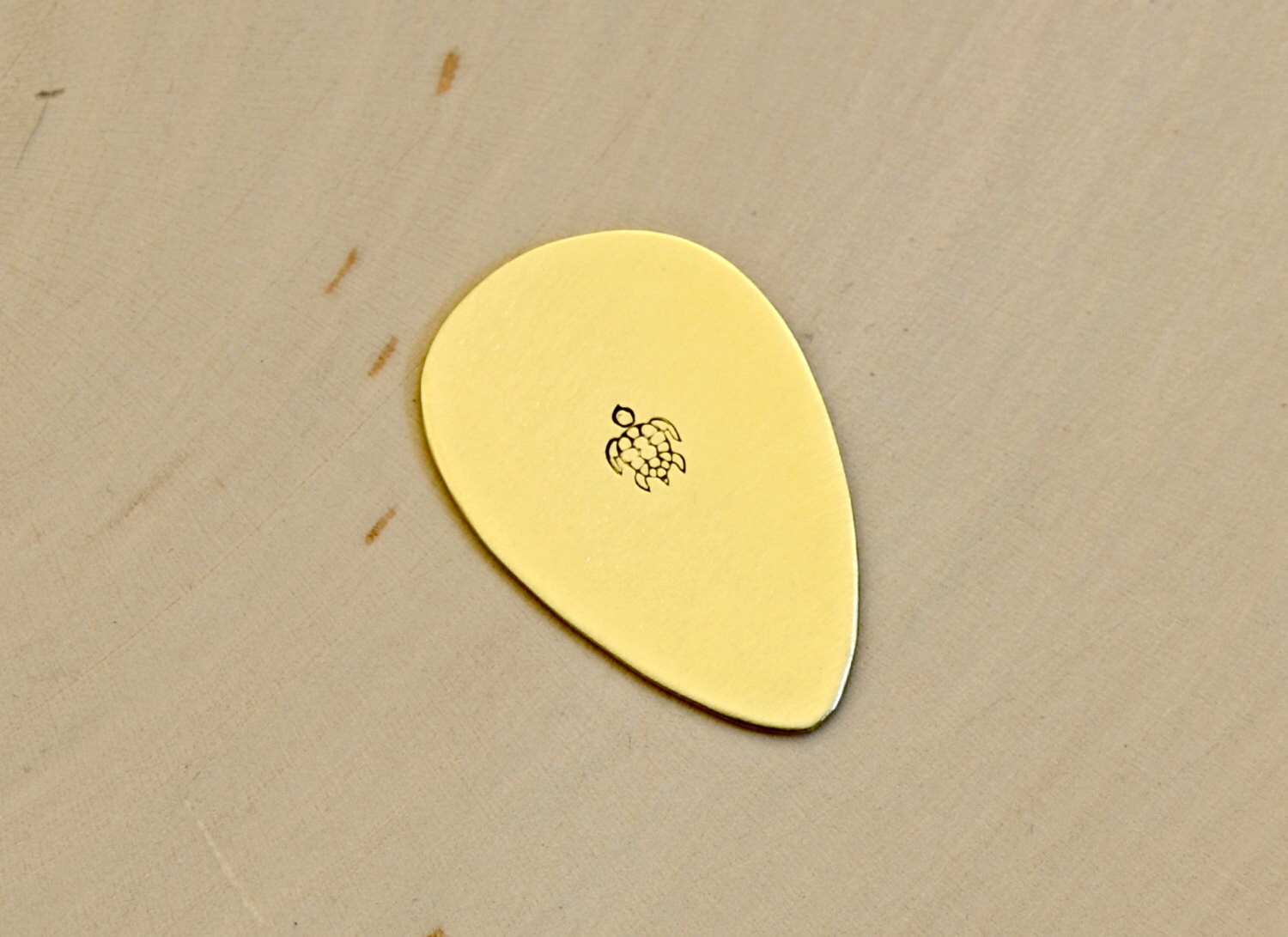 Brass Jazz Guitar Pick in Teardrop Shape With Sea Turtle Stamp - Etsy