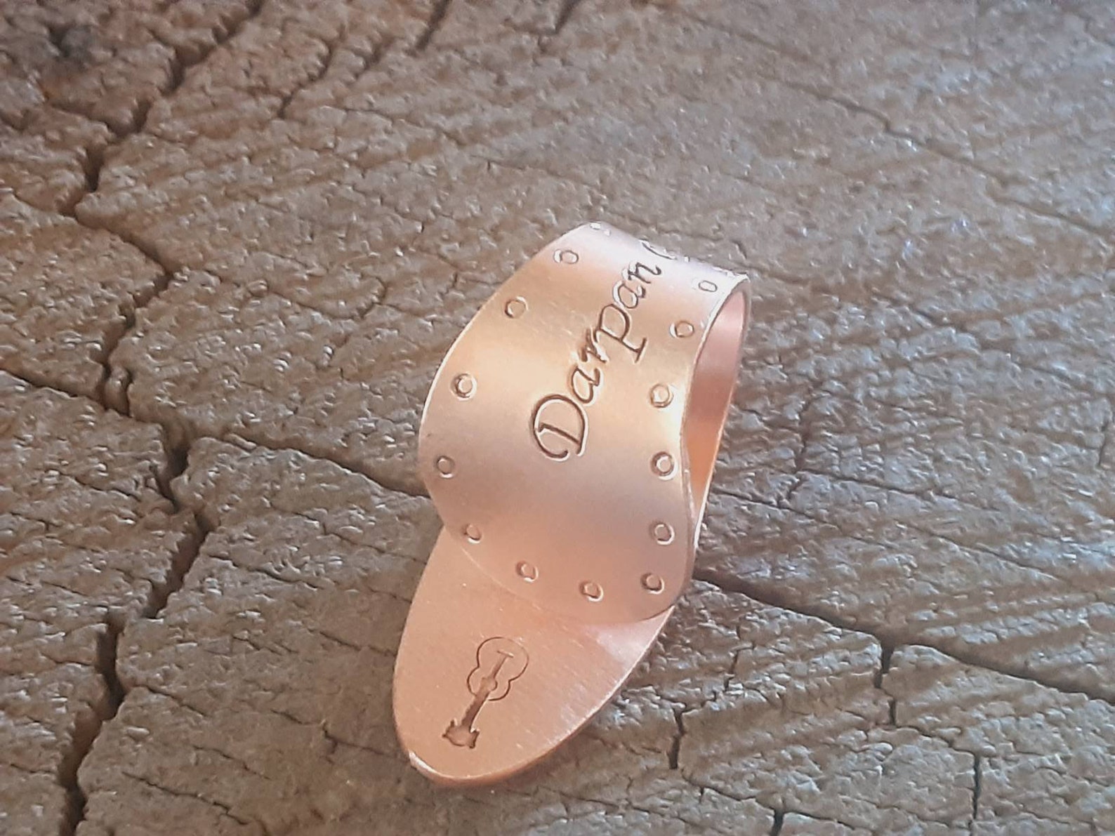 Copper Thumb Pick With Your Name - Custom Thumb Guitar Pick - Etsy