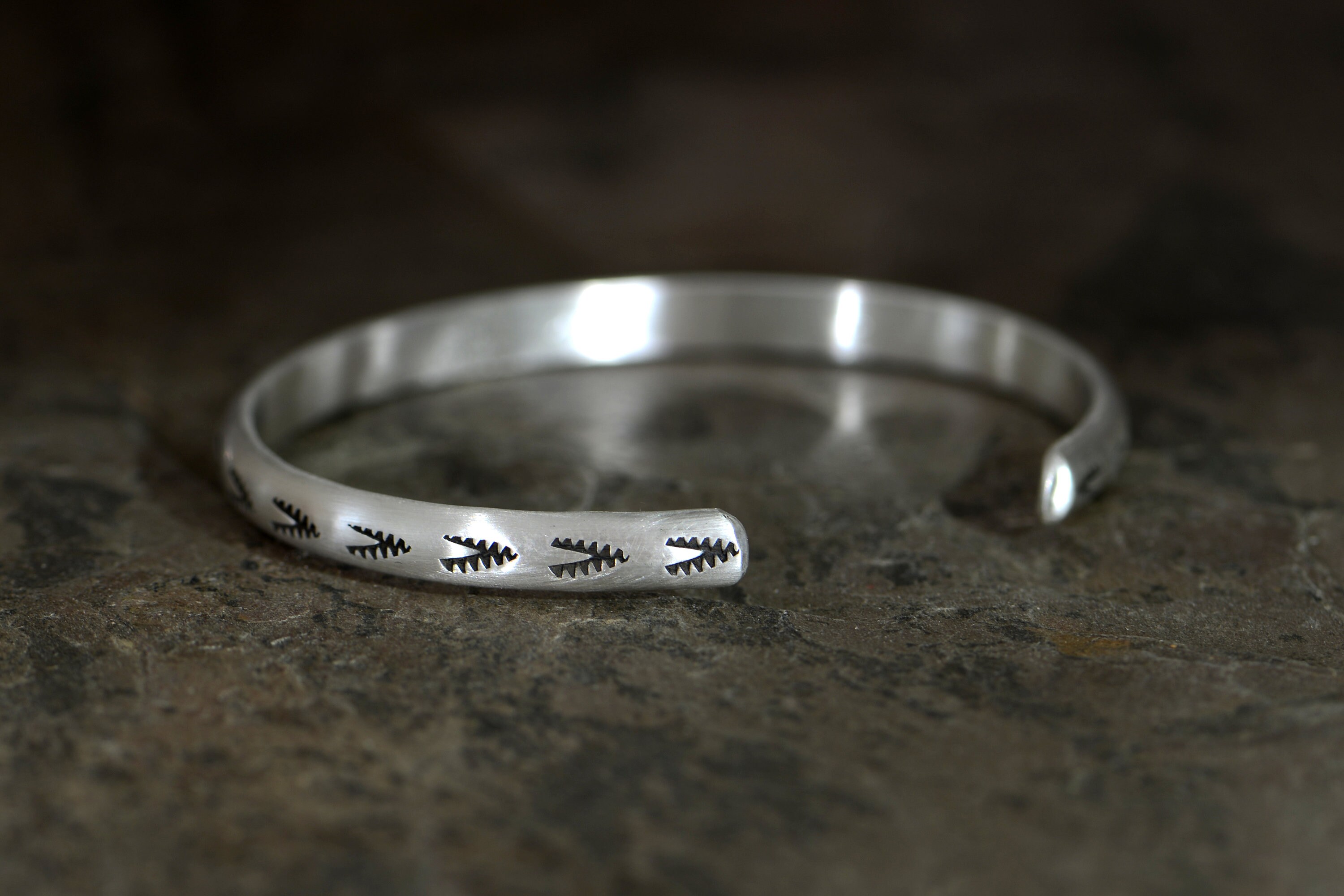 Sterling Silver Half Round Cuff Bracelet With Southwestern Pattern ...