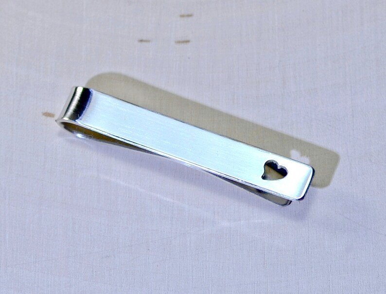 Sterling Silver Tie Clip With Heart Cut Out for Father's Day and ...