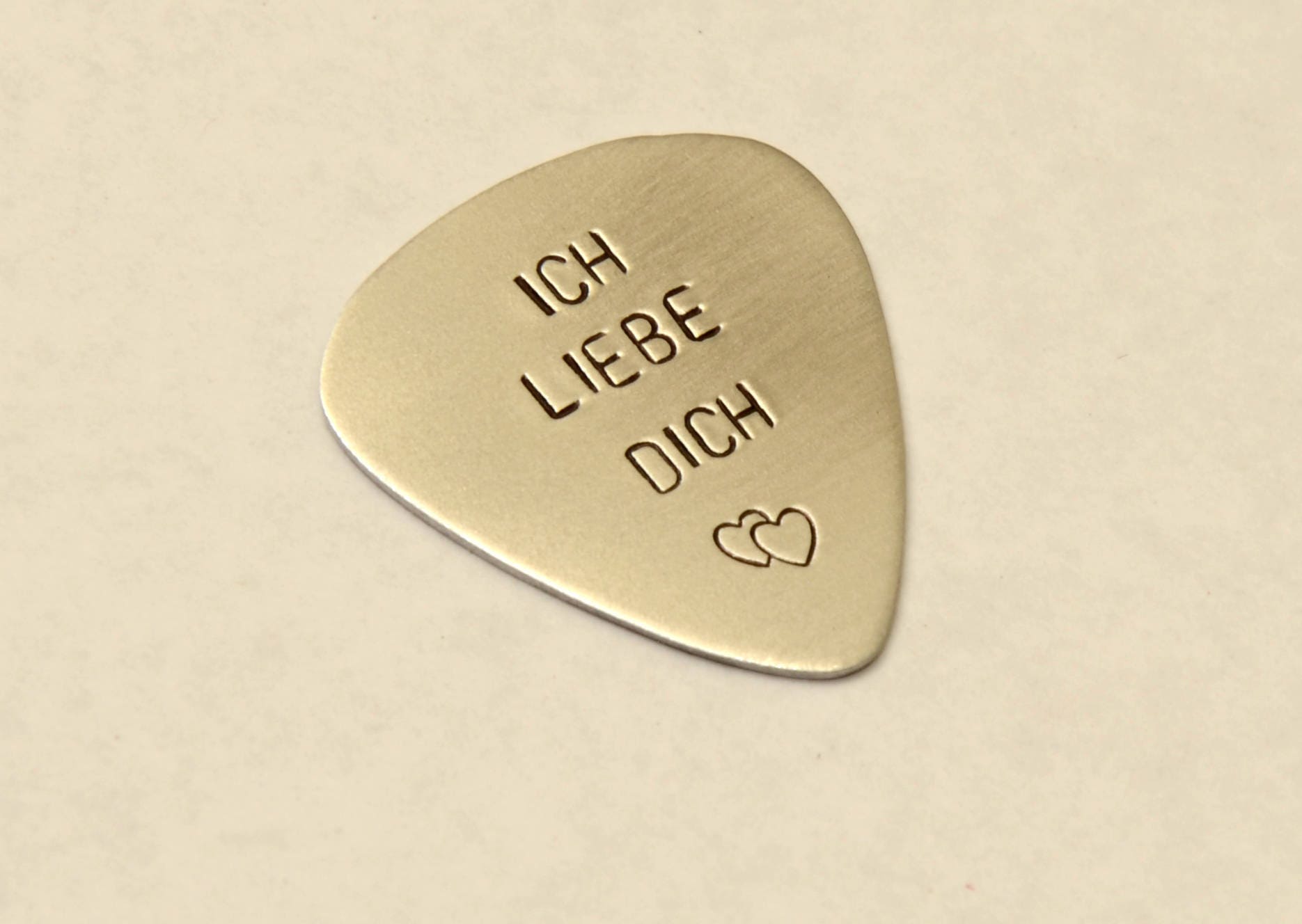 Silver Guitar Pick Ich Liebe Dich Handmade - I Love You in German - Etsy