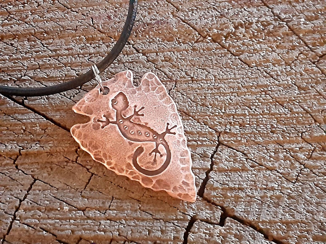 Men's Copper Arrowhead Necklace With Southwestern Lizard and an ...