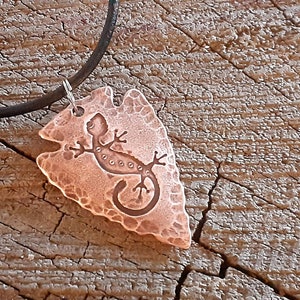 Men's Copper Arrowhead Necklace With Southwestern Lizard and an ...