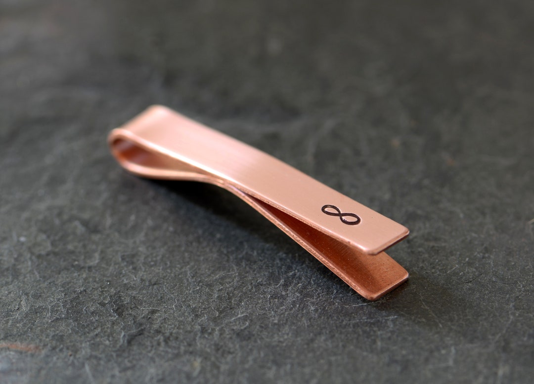 Copper Tie Bar With Infinity Sign - Handmade - Etsy