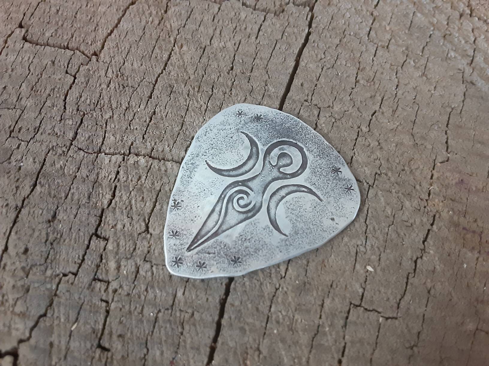 Aluminum Guitar Pick With Moon Goddess Playable Hammered - Etsy