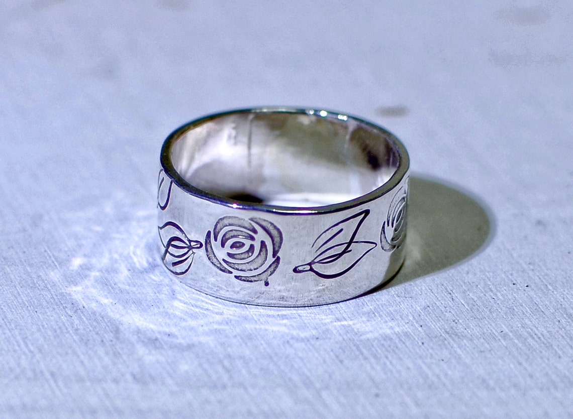 Sterling silver rose ring | Etsy