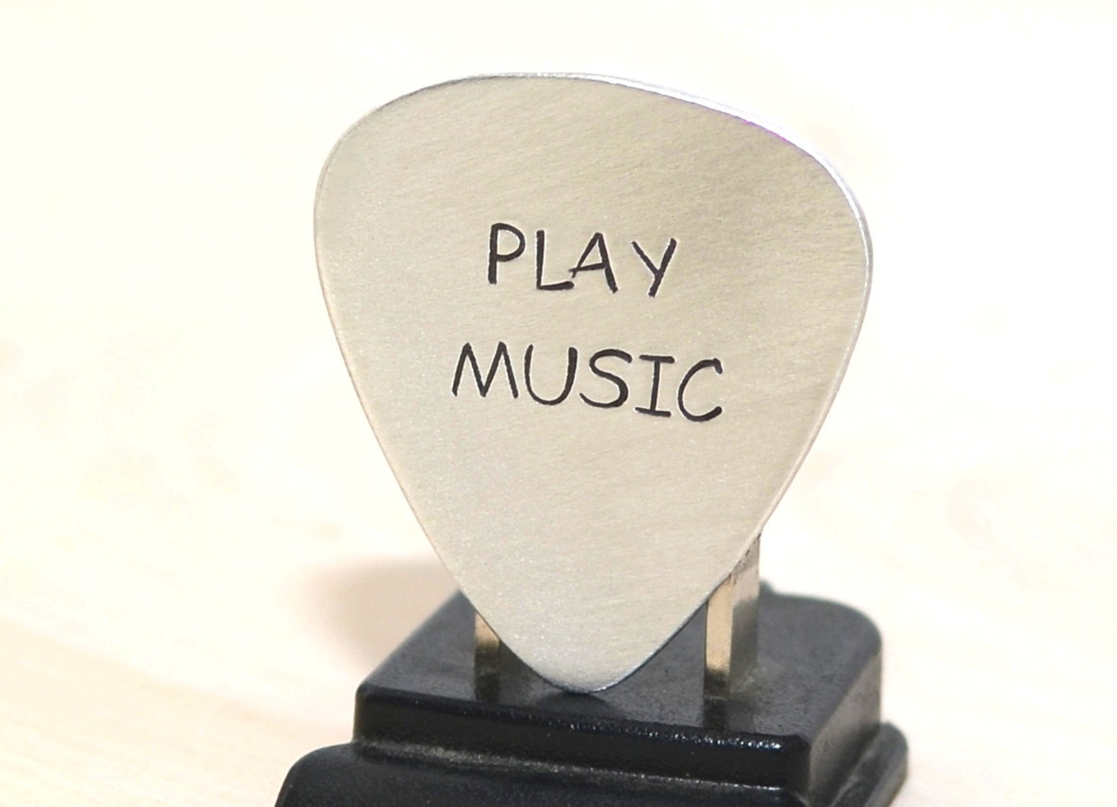 Guitar Pick Handmade and Hand Stamped With Play Music in - Etsy