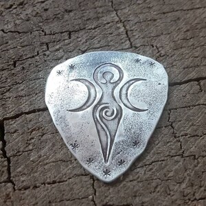 Aluminum Guitar Pick With Moon Goddess - Playable - Hammered Texture on ...