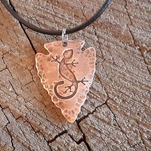 Men's Copper Arrowhead Necklace With Southwestern Lizard and an ...