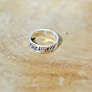 Elegant Sterling Silver Fu'k off Ring in Solid 925 With Fancy Font for ...