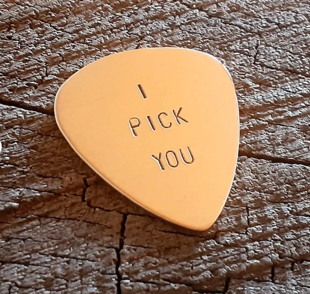 Bronze Guitar Pick Handmade With I Pick You - Custom Guitar Pick GP009 ...