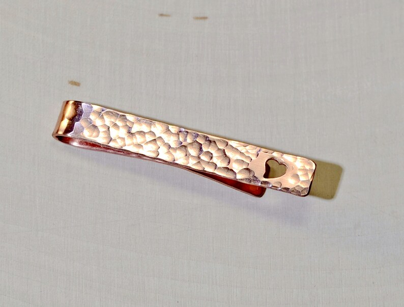 Hammered Copper Tie Clip With Heart and Shining Love for Special Gifts ...
