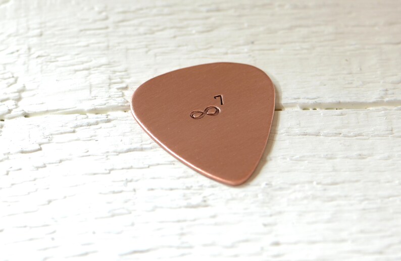 Copper Anniversary Guitar Pick 7th Anniversary - Infinity Sign and a 7 ...