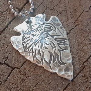 Sterling Silver Arrowhead Necklace With Eagle and Hammered Design - Etsy
