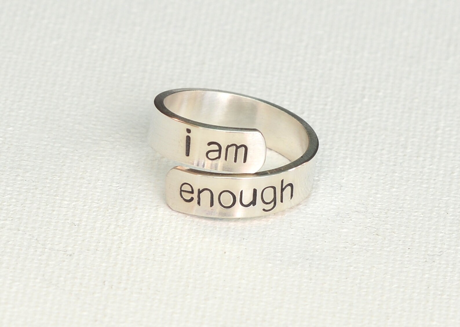 I Am Enough Inspirational Message Ring in 925 Sterling Silver – Bypass ...