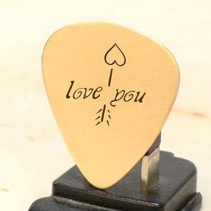 Bronze Love Guitar Pick With Arrow and Heart for Valentine's Day, 8th ...
