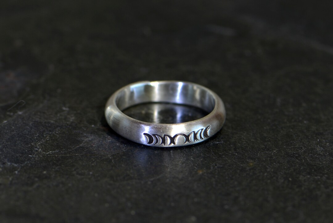 Silver Half Round Moon Phases Ring Perfect for Stacking - Etsy