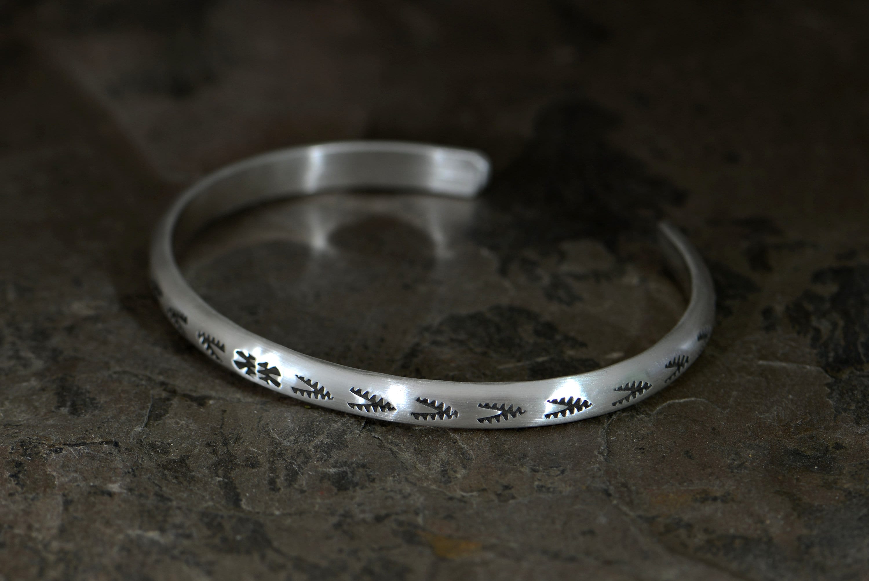 Sterling Silver Half Round Cuff Bracelet With Southwestern Pattern ...