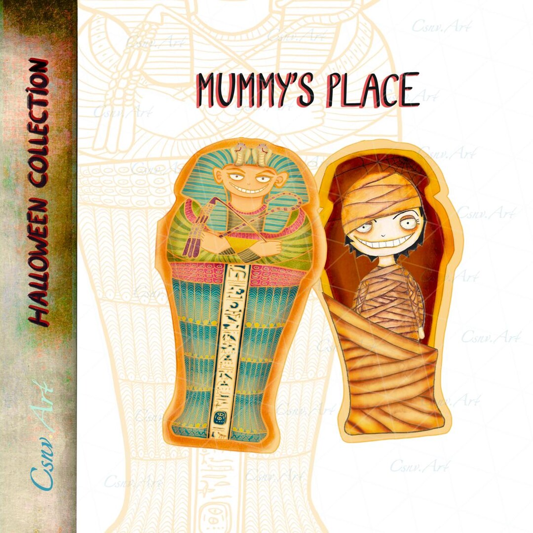 Printable Paper Doll, Paper Puppet, Mummy Paper Doll and Sarcophagus ...