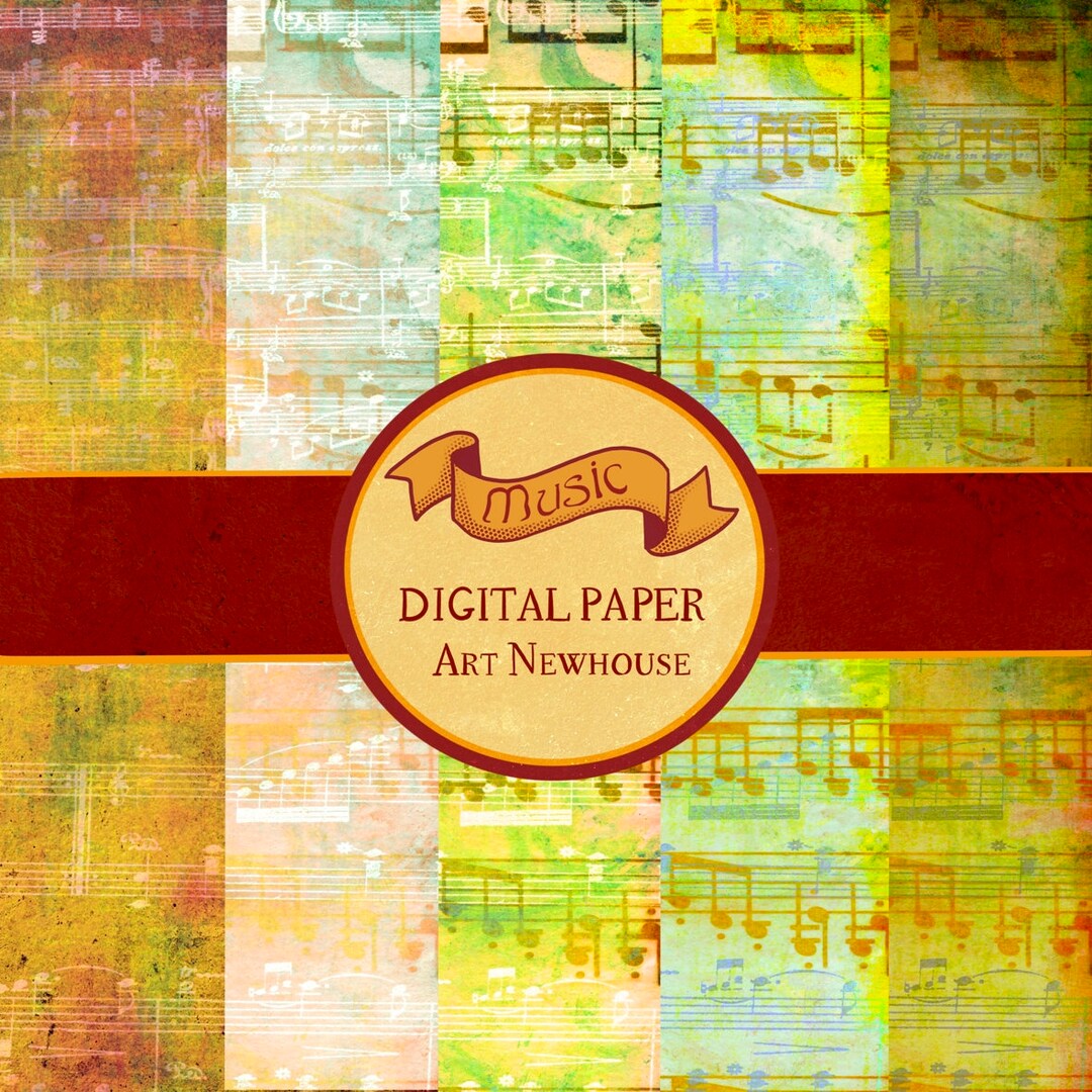 Digital Papers, Printable Digital Paper, Sheet Music Digital Paper Set ...