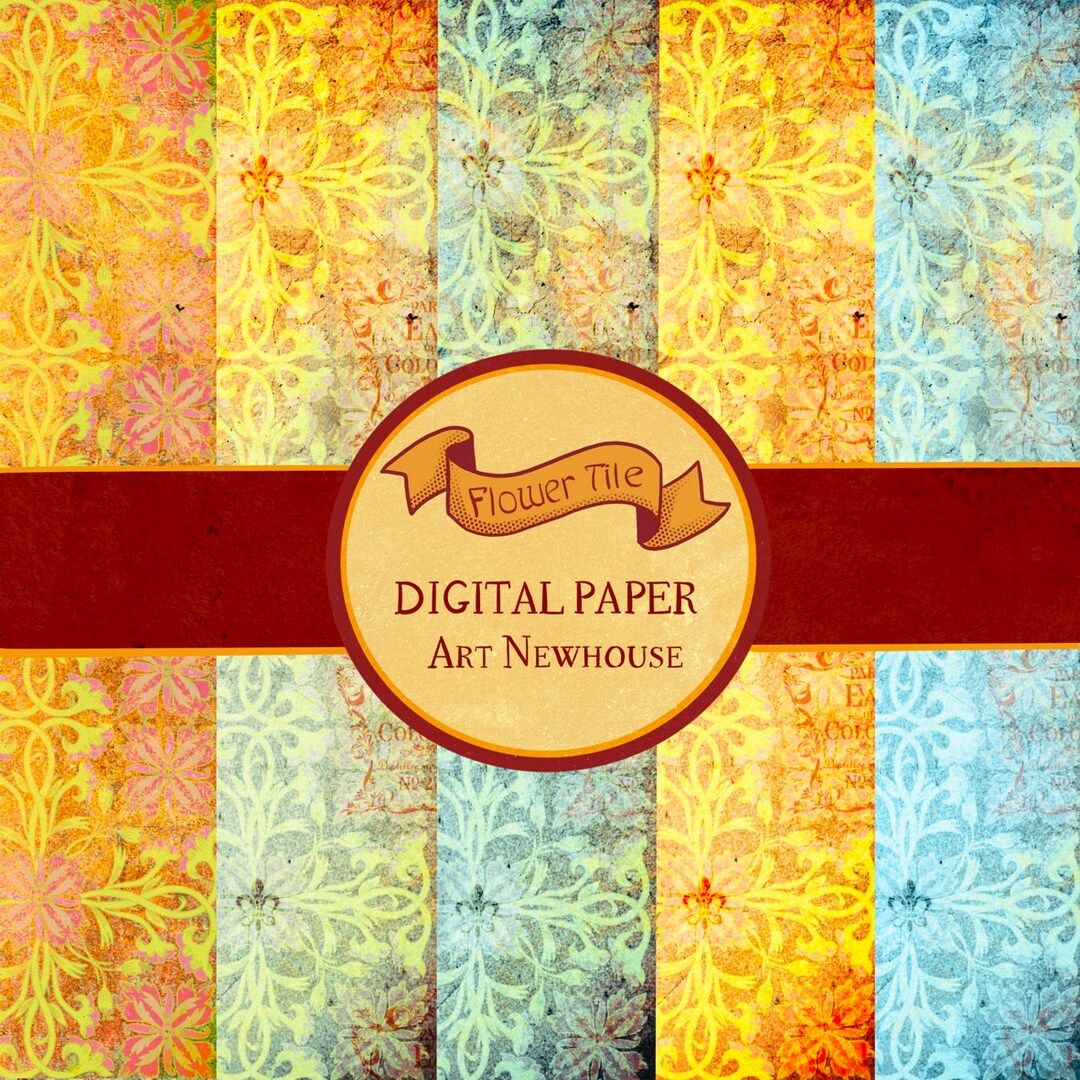 Digital Papers, Printable Digital Paper, Boho Flower Digital Paper Set ...