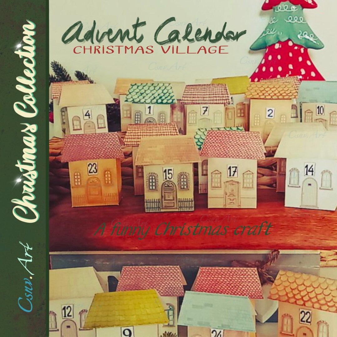 Printable Advent Calendar,christmas Town to Color and Craft,paper ...