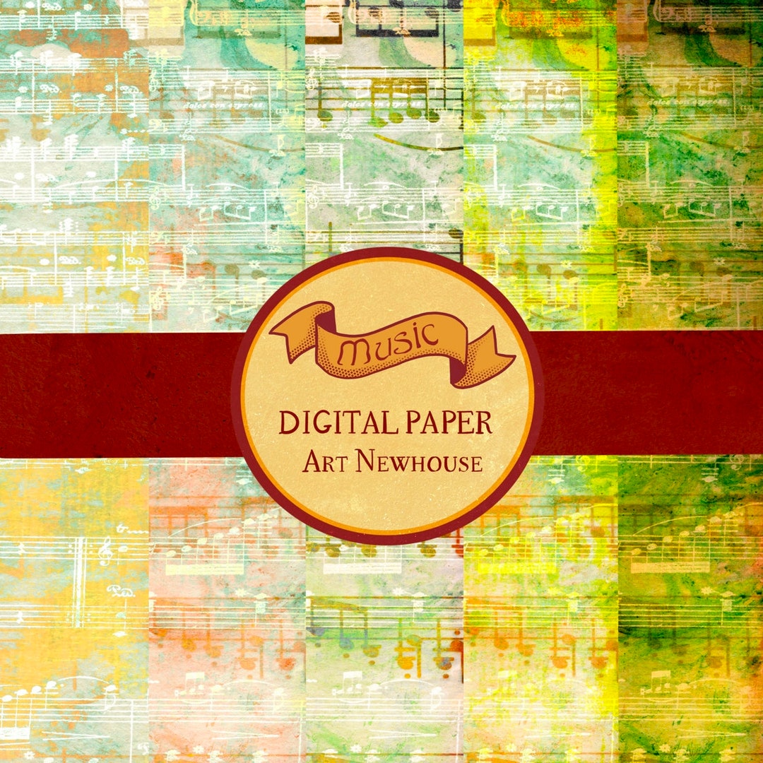 Digital Papers, Printable Digital Paper, Sheet Music Digital Paper Set ...