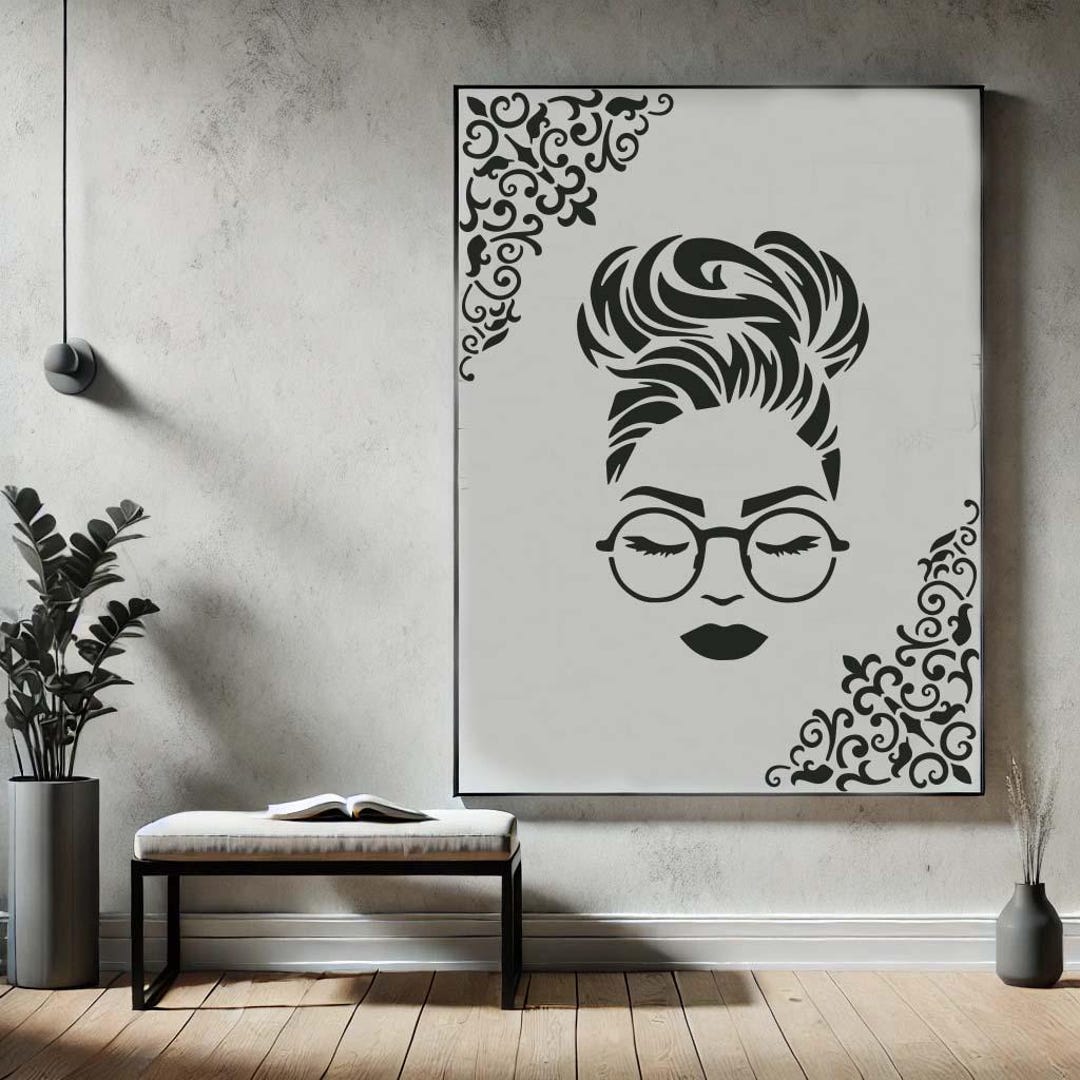 Girl Silhouette Wall Stencil - Suitable for Hair Salons and Similar ...