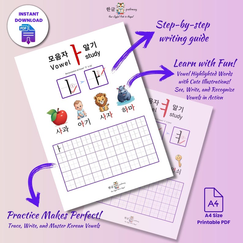 Korean Vowels Practice: Hangul Alphabet Learning for Beginners ...