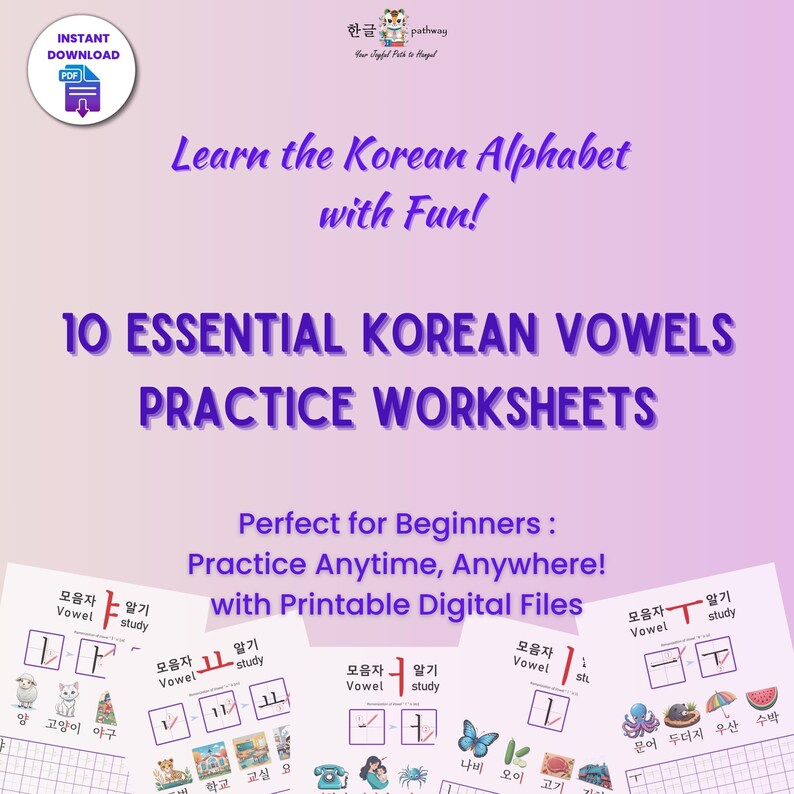 Korean Vowels Practice: Hangul Alphabet Learning for Beginners ...