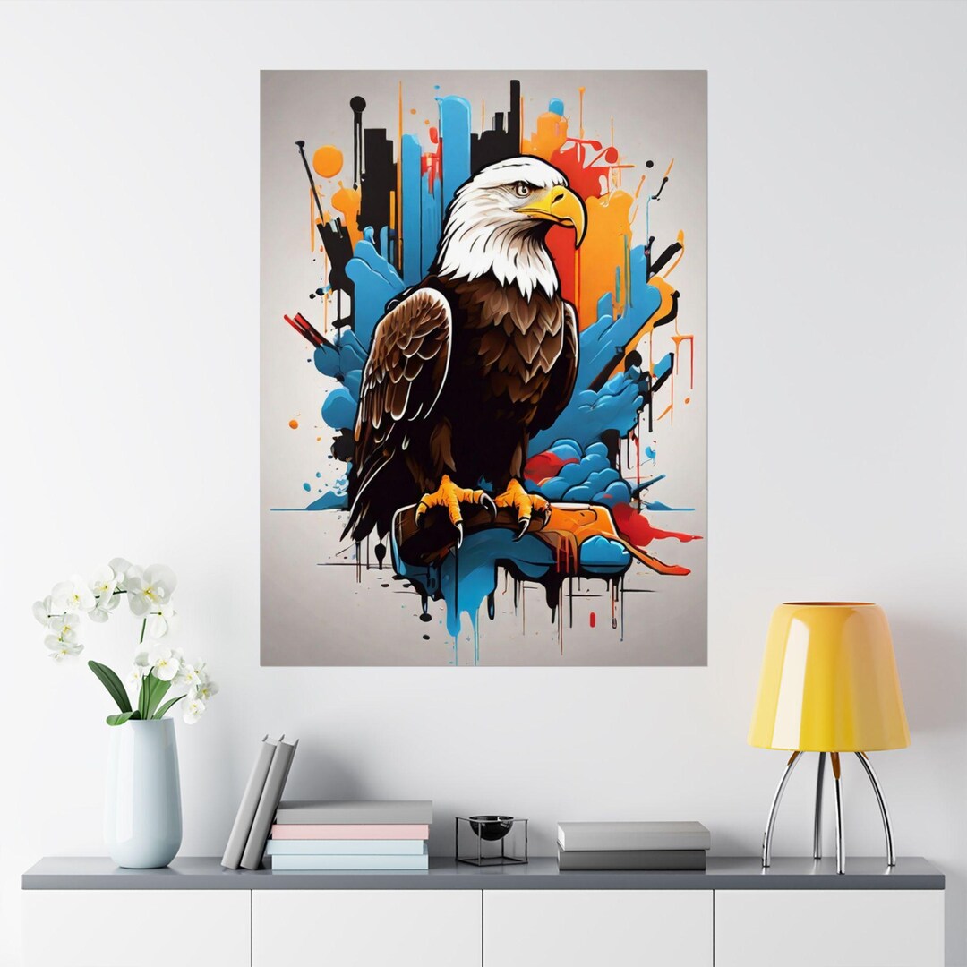 Vertical Posters, Bald Eagle Wildlife Wall Art Decor Print, Home Office ...