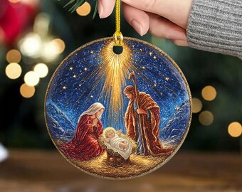 Christmas Ornament, Nativity Scene, Jesus Birth, Religious Xmas Decor ...