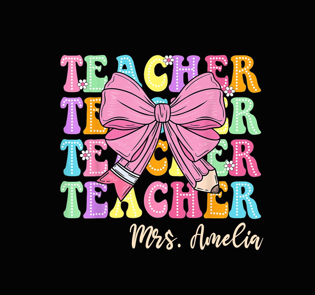 Retro Pencil Teacher Name Custom Design, Custom Name of Teacher Png ...